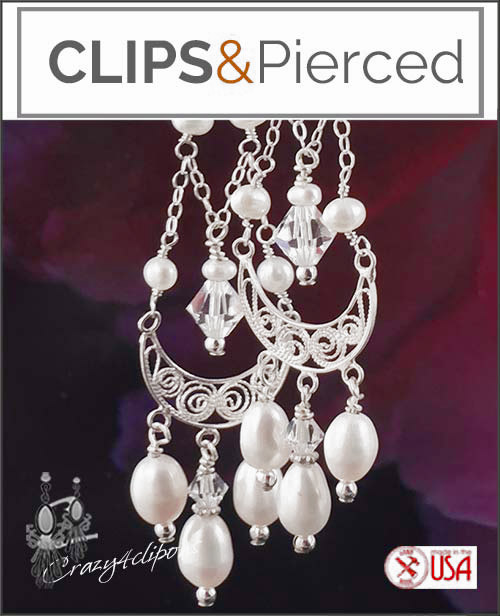 Luscious Long Bridal Chandelier Earrings | Pierced & Clips