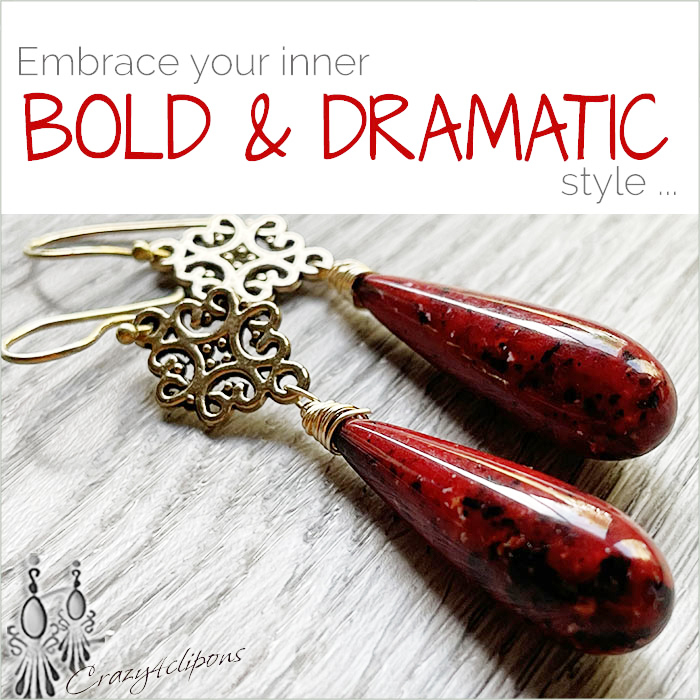 Dramatic Red Teardrop Clip Earrings